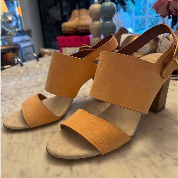 Chloe | Shoes | Chloe Block Heels Peach Suede Size 4 | Poshmark